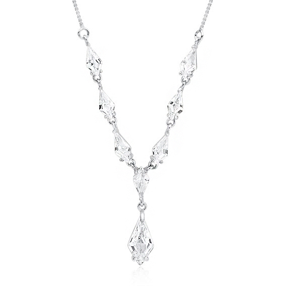 Colier mireasa din argint cu pietre DiAmanti Z1462N-DIA - Diamanti.ro