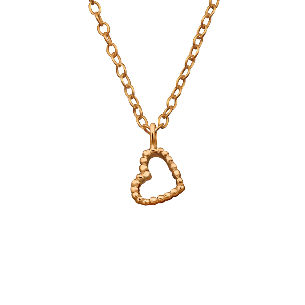 Lantisor din argint placat cu aur roz 14K cu pandantiv inimioara model ...