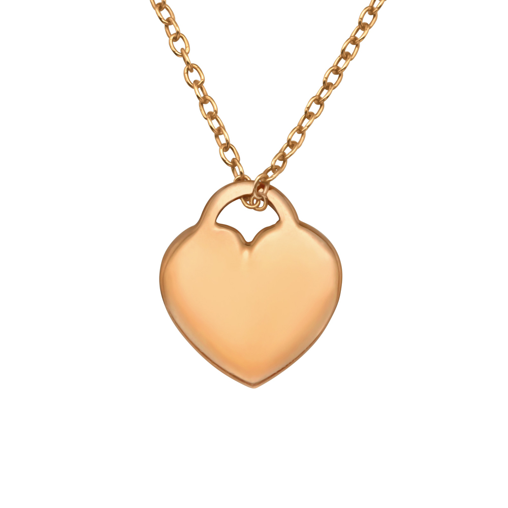 Lantisor din argint placat cu aur roz 14K cu pandantiv inimioara model ...