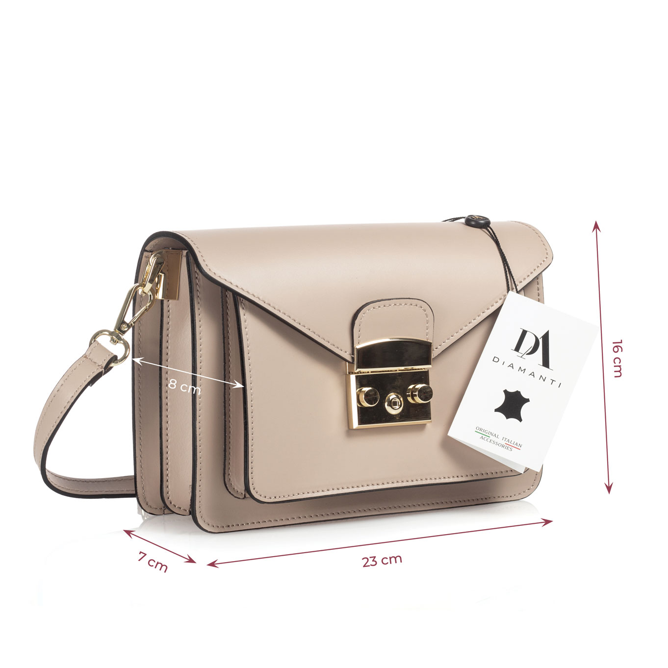 Geanta dama de umar din piele naturala DiAmanti Abra Rose Taupe ...