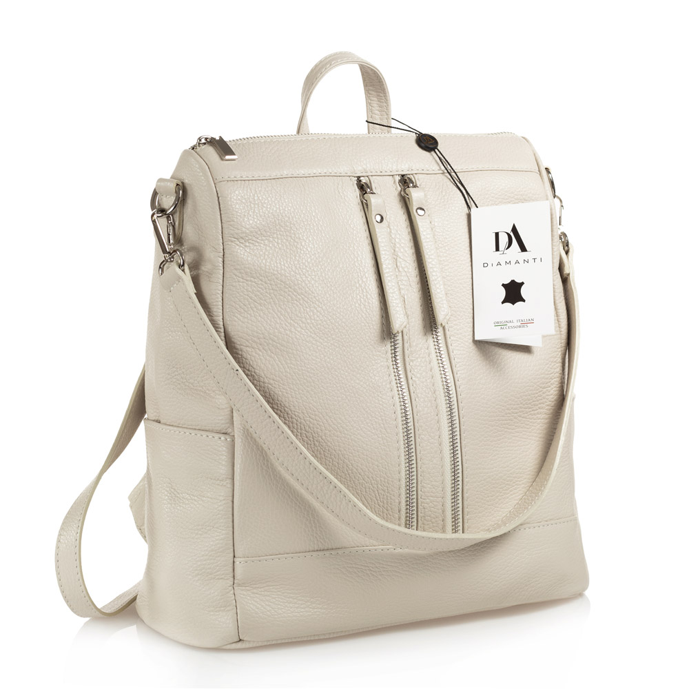 Rucsac tip geanta de dama, din piele naturala, DiAmanti Cerullo Beige