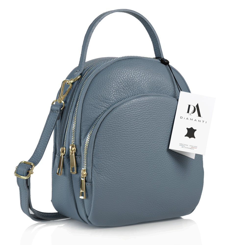 Rucsac dama din piele naturala DiAmanti Amato Albastru Denim Inchis ...