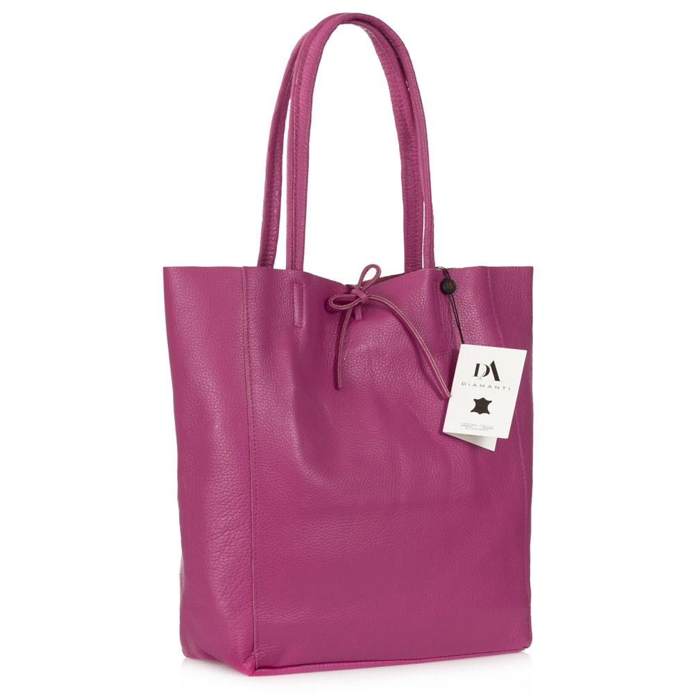 Geanta shopper din piele naturala DiAmanti Luisa Fucsia