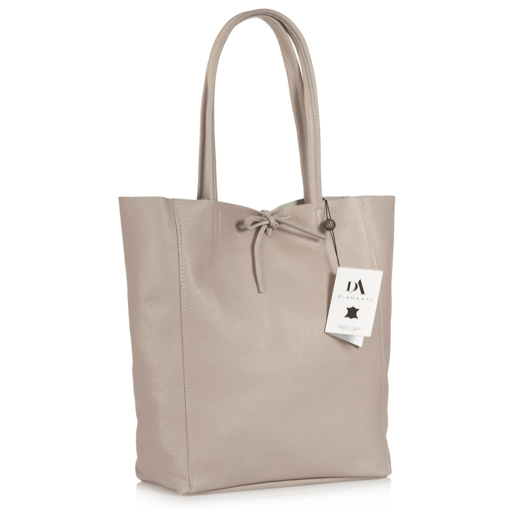 Geanta shopper din piele naturala DiAmanti Luisa Rose Taupe