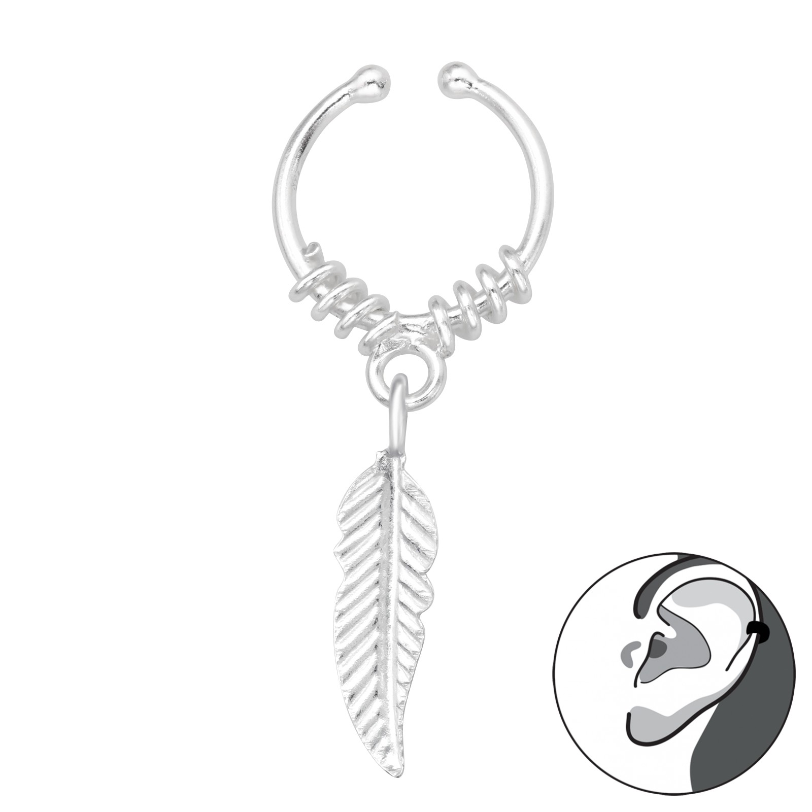 Cercel ear cuff argint cu pana DiAmanti DIA42268 - Diamanti.ro