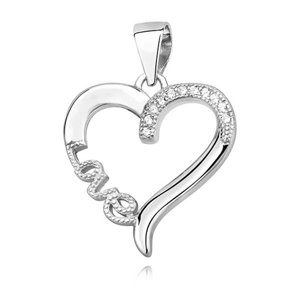 Pandantiv argint inima cu pietre Love DiAmanti Z1175C-DIA - Diamanti.ro
