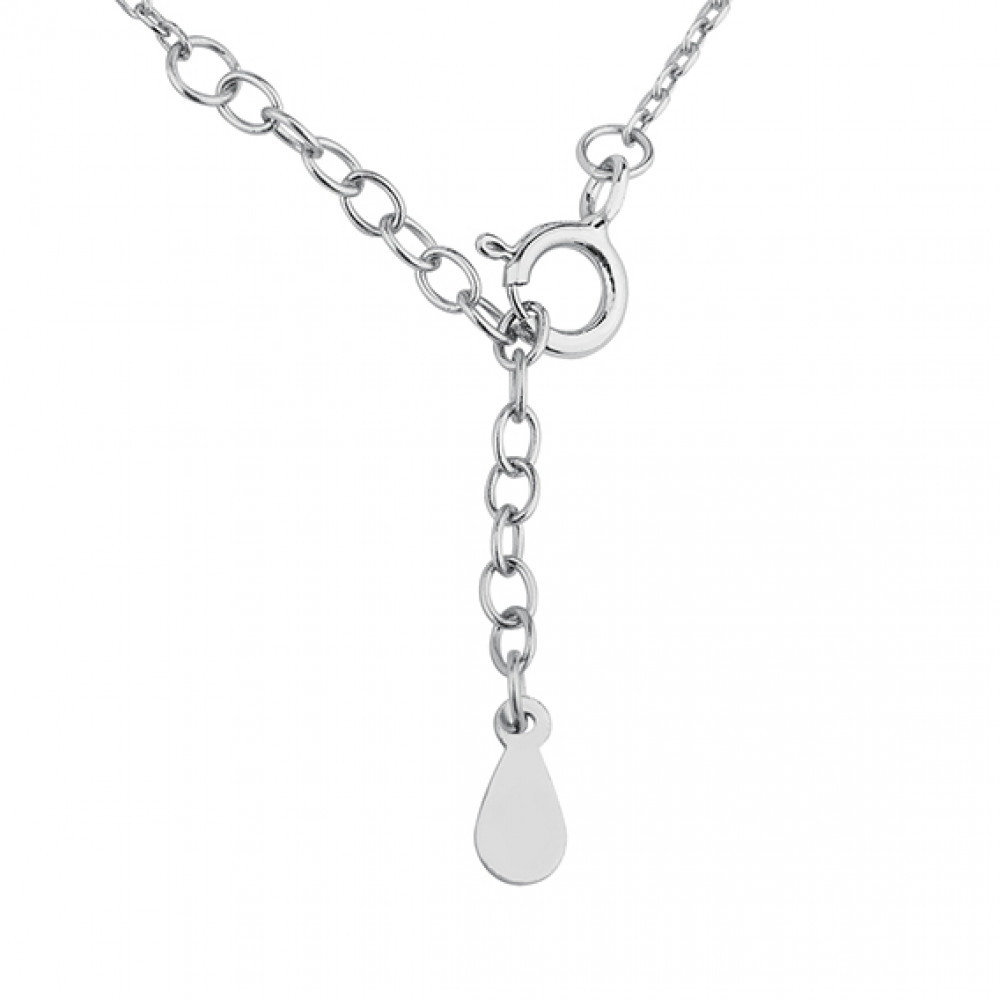 Colier argint inima cu pietre si inimioara placata cu aur roz DiAmanti ...