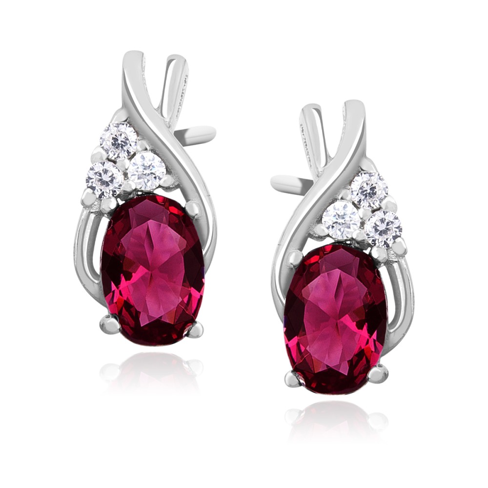 Cercei argint cu piatra rosie DiAmanti Z1080E_RU-DIA - Diamanti.ro