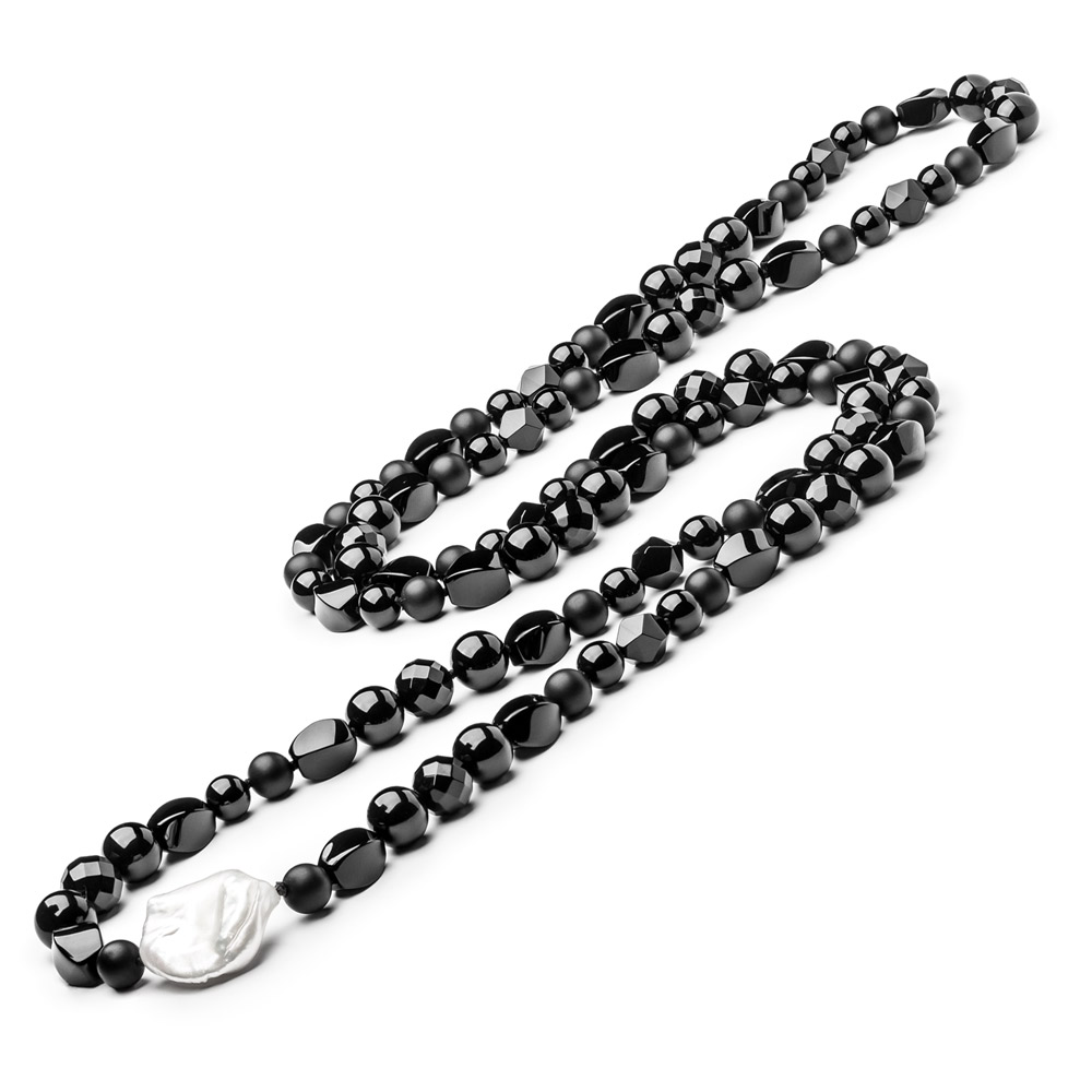 Colier lung 120 cm cu perla naturala kasumi like si onix DiAmanti 201 ...