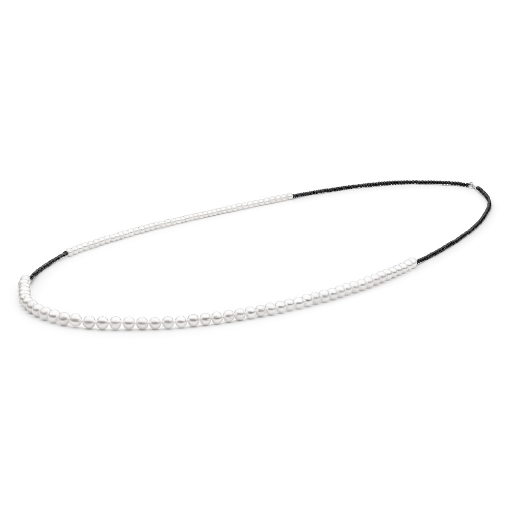 Colier lung 95 cm cu perle naturale, spinel negru si argint DiAmanti ...