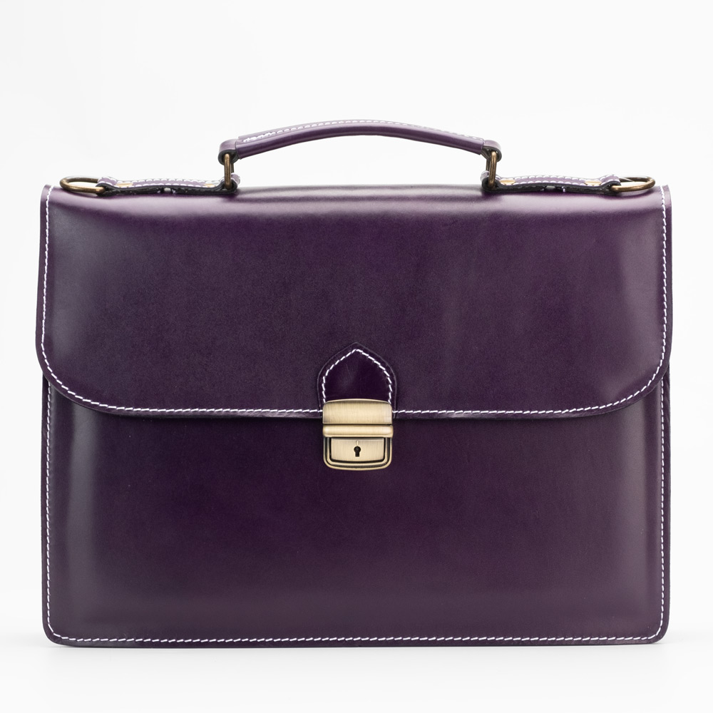 Servieta din piele naturala DiAmanti Trani Violet - DiAmanti.ro