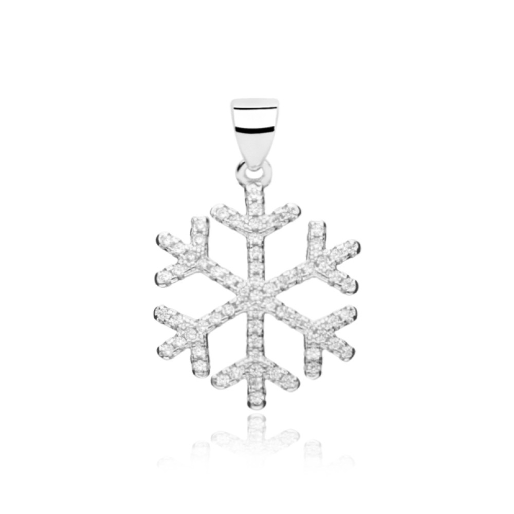 Pandantiv argint fulg de nea cu pietre Snowflake DiAmanti AP14638-AS ...