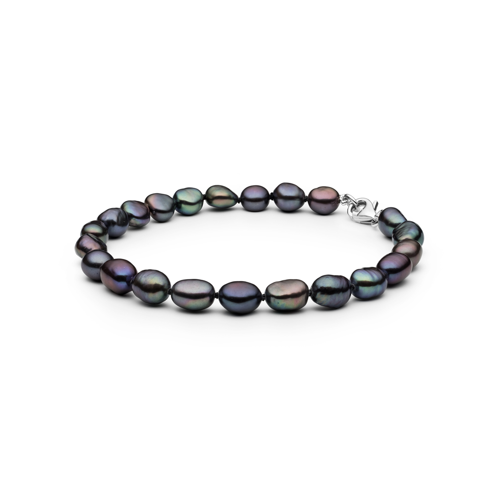 Bratara perle naturale negre cu reflexii baroque si argint DiAmanti ...
