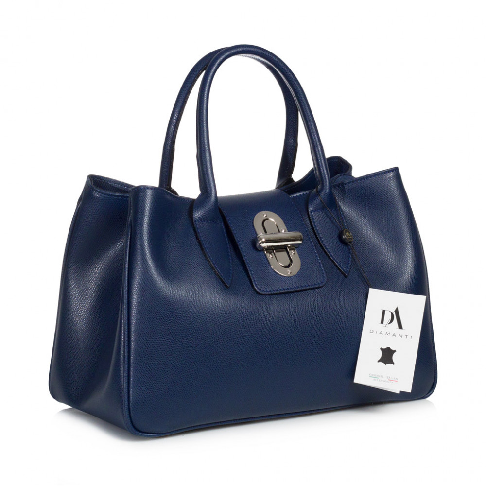 Geanta dama din piele naturala DiAmanti Beatrix Blu Scuro - D1091-Blu Scuro