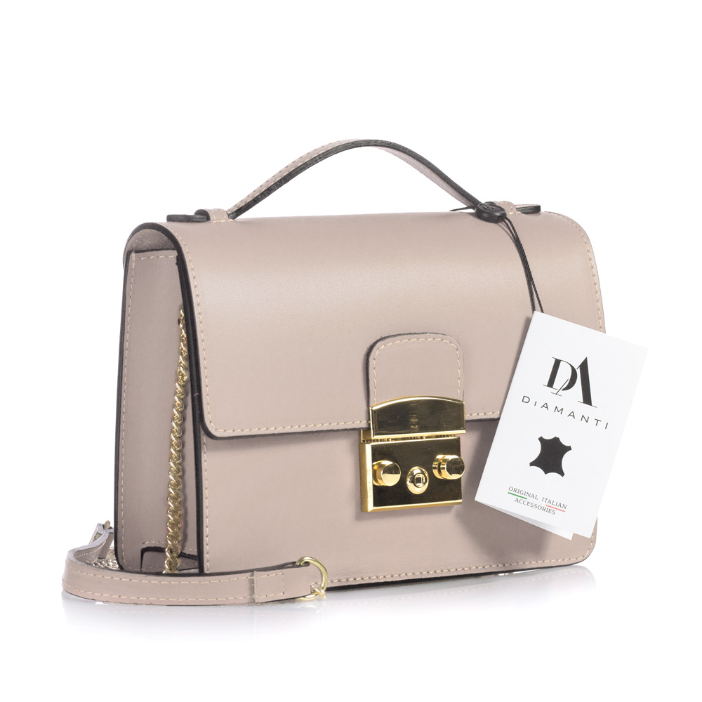 Geanta dama de umar din piele naturala DiAmanti Minoa Roz Prafuit ...