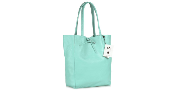 Geanta shopper din piele naturala DiAmanti Luisa Turcoaz Deschis ...
