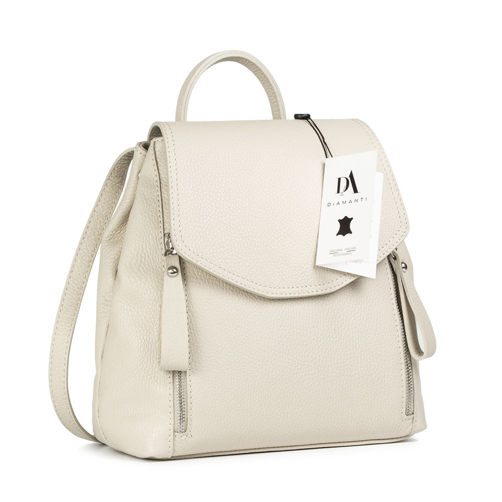 Rucsac dama tip geanta de umar din piele naturala DiAmanti Tosca Bej ...