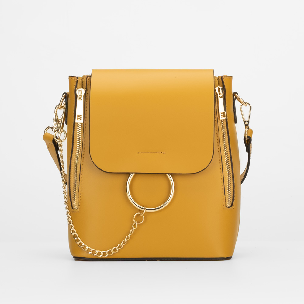 Rucsac dama piele naturala DiAmanti Catania Galben Inchis - DiAmanti.ro