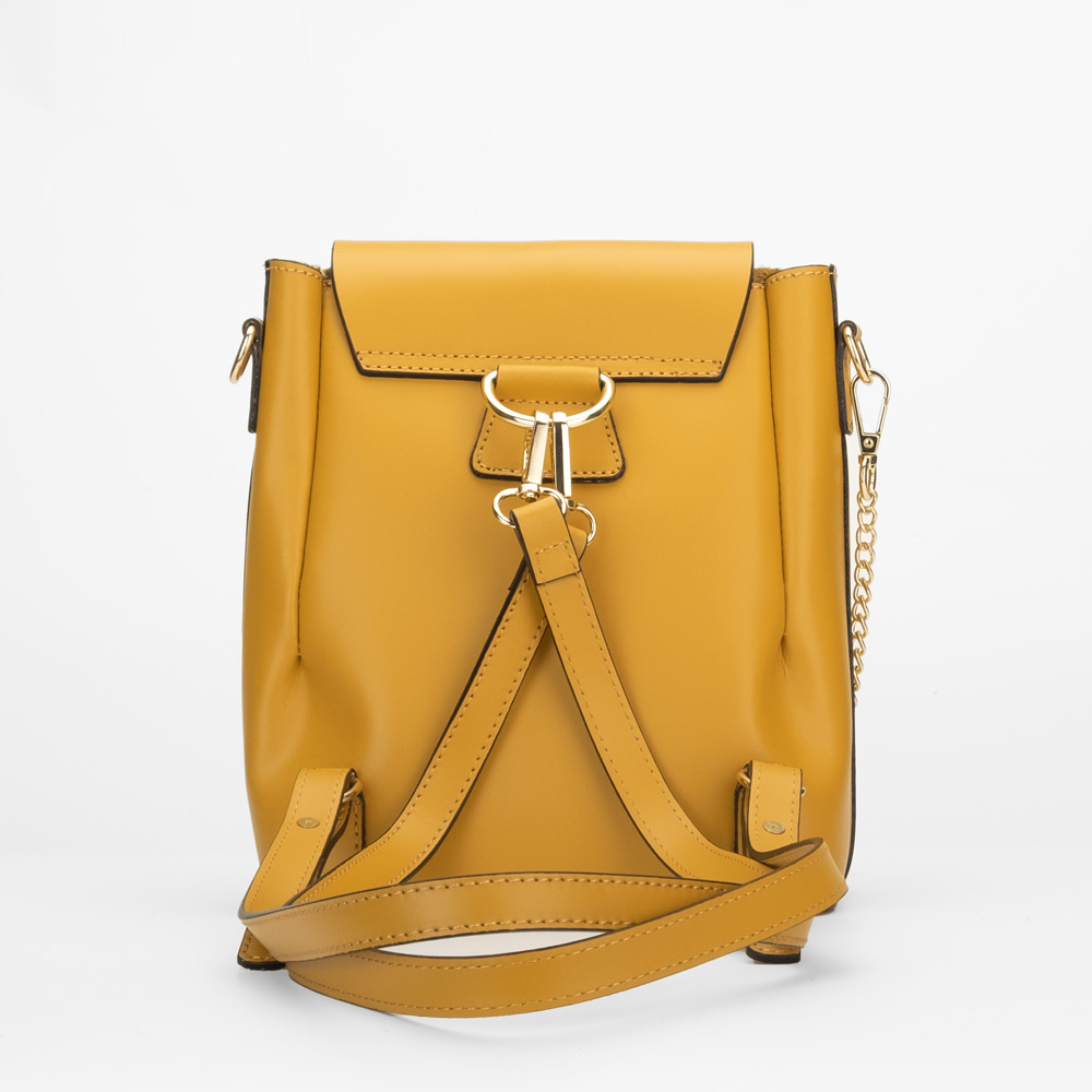 Rucsac dama piele naturala DiAmanti Catania Galben Inchis - DiAmanti.ro