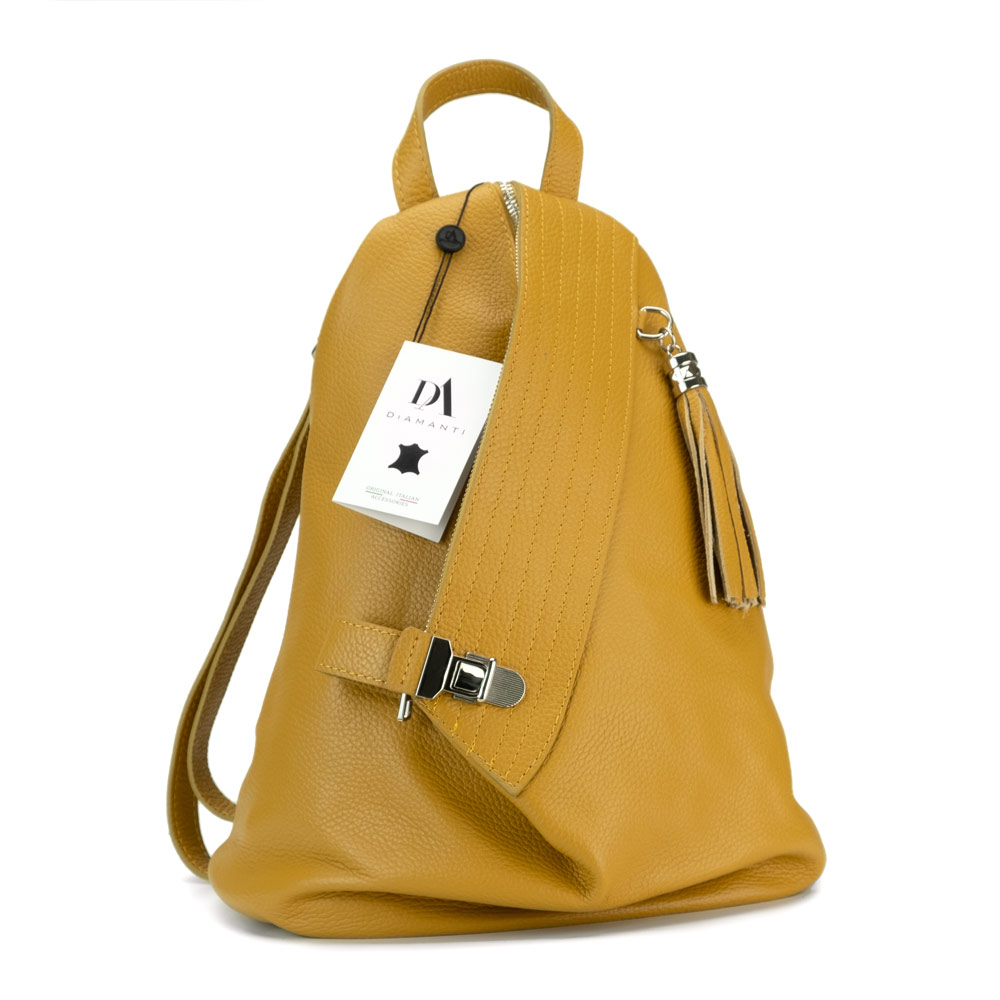 Rucsac dama piele naturala DiAmanti Ines Galben Inchis - DiAmanti.ro