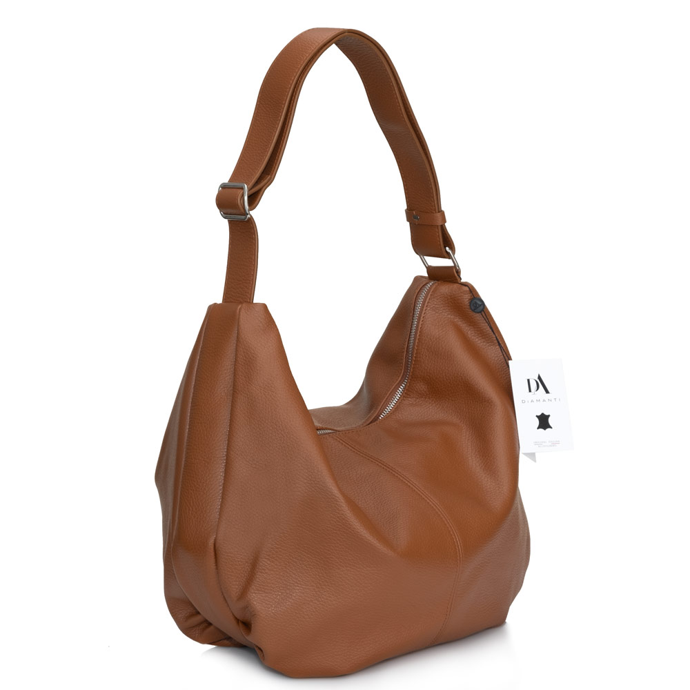 Geanta mare de dama din piele naturala DiAmanti Barletta Maro Coniac ...