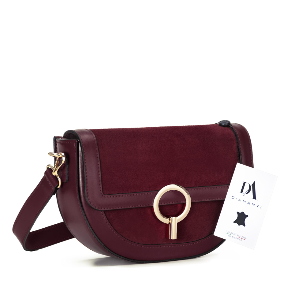 Poseta dama de umar din piele naturala DiAmanti Adora Bordo D1534 ...