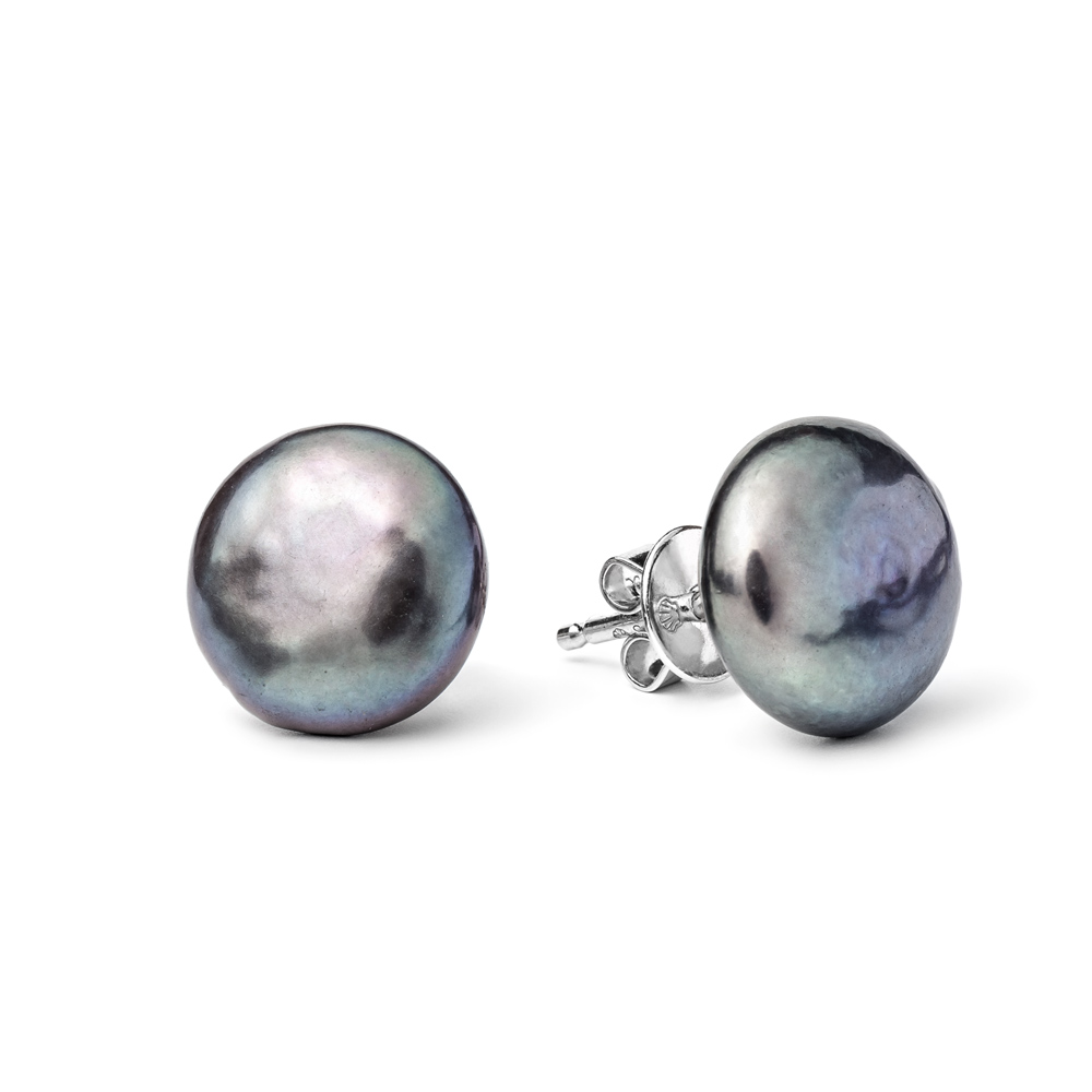 Cercei perle naturale negre 12 mm si argint DiAmanti EFC12E_B-G ...