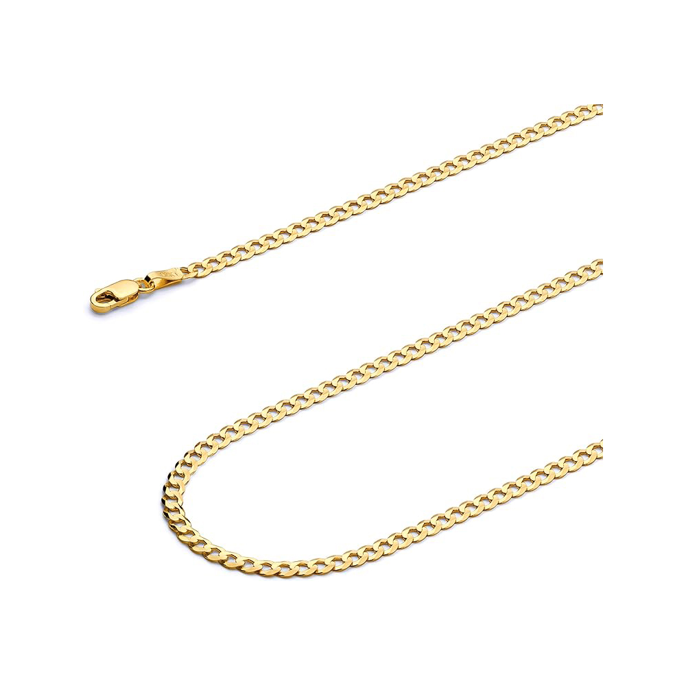 Lant barbati argint placat cu aur galben model cubanez plat 3 mm x 55 ...