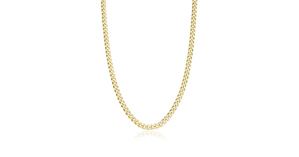 Lant argint placat cu aur galben model cubanez plat 4 mm x 60 cm ...