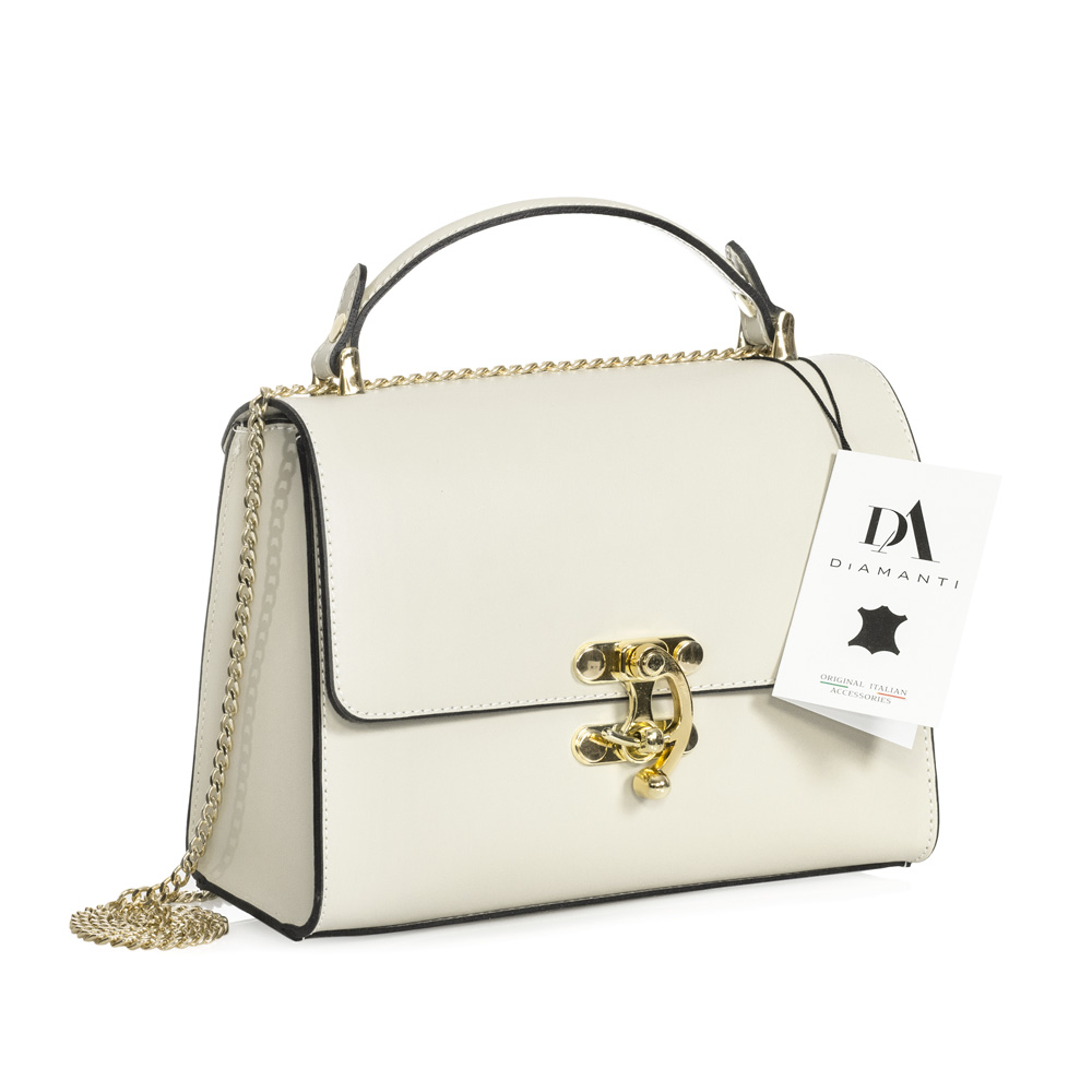 Geanta din piele naturala, model DiAmanti Capri Crem - DiAmanti.ro