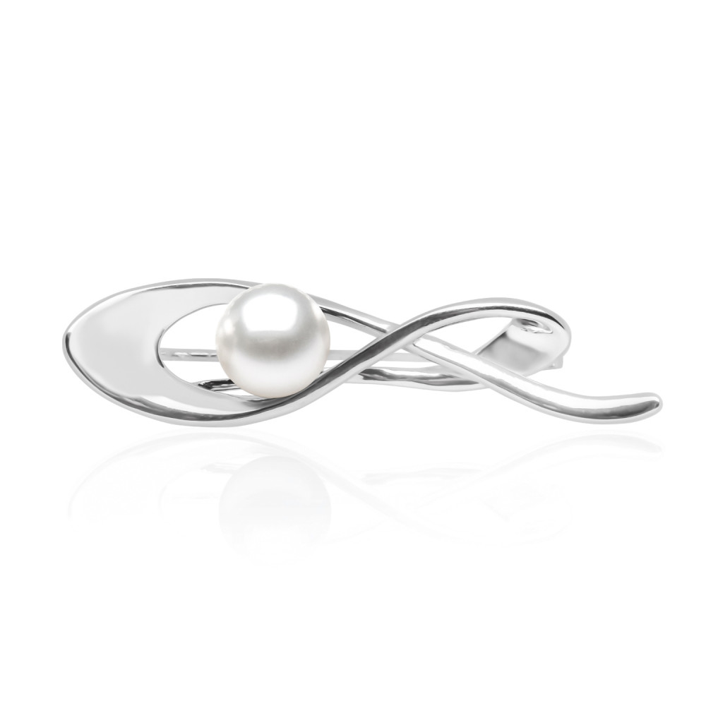 Brosa perla naturala alba de argint DiAmanti SK18315BR-G - Diamanti.ro