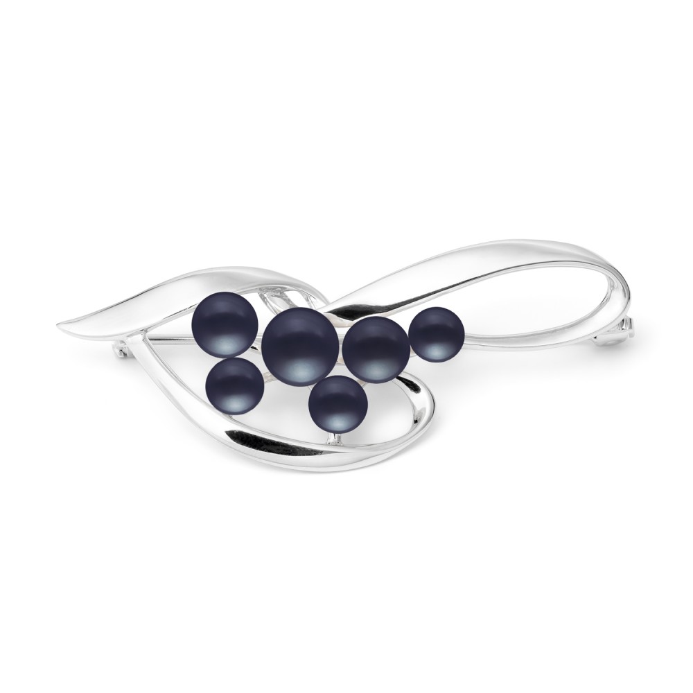 Brosa perle naturale negre de argint DiAmanti SK19374BR_B-G - Diamanti.r