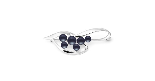 Brosa perle naturale negre de argint DiAmanti SK19374BR_B-G - Diamanti.r