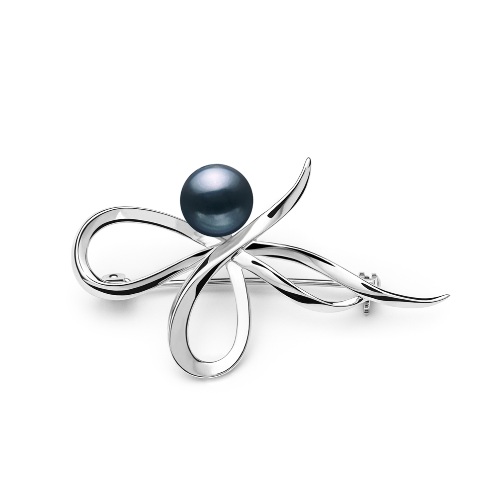 Brosa perla naturala neagra din argint DiAmanti SK20224BR_B-G - Diamanti.ro