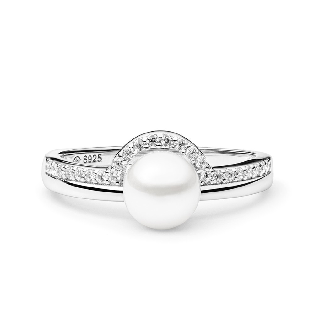 Inel argint cu perla naturala alba si cristale DiAmanti SK20471R_W-G ...