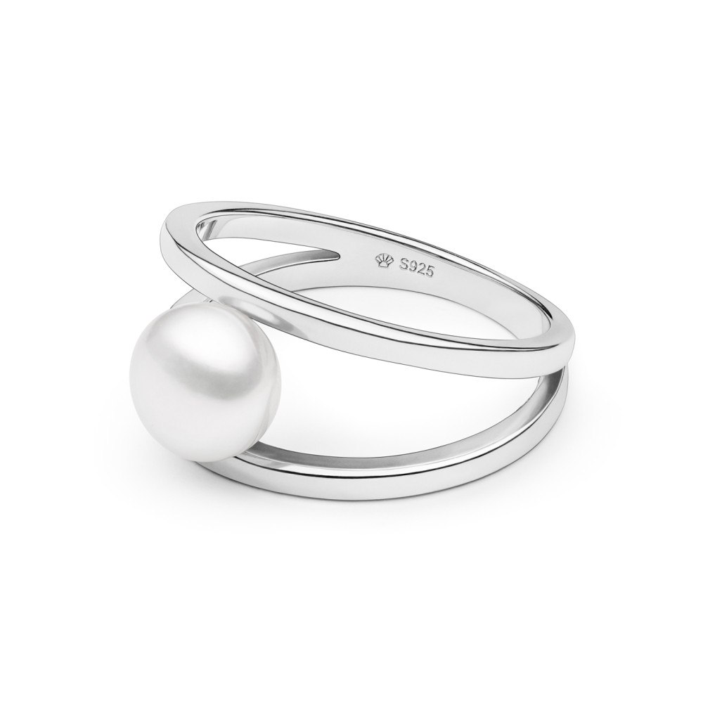 Inel cu perla naturala alba din argint DiAmanti SK22379R-W-G - Diamanti.ro