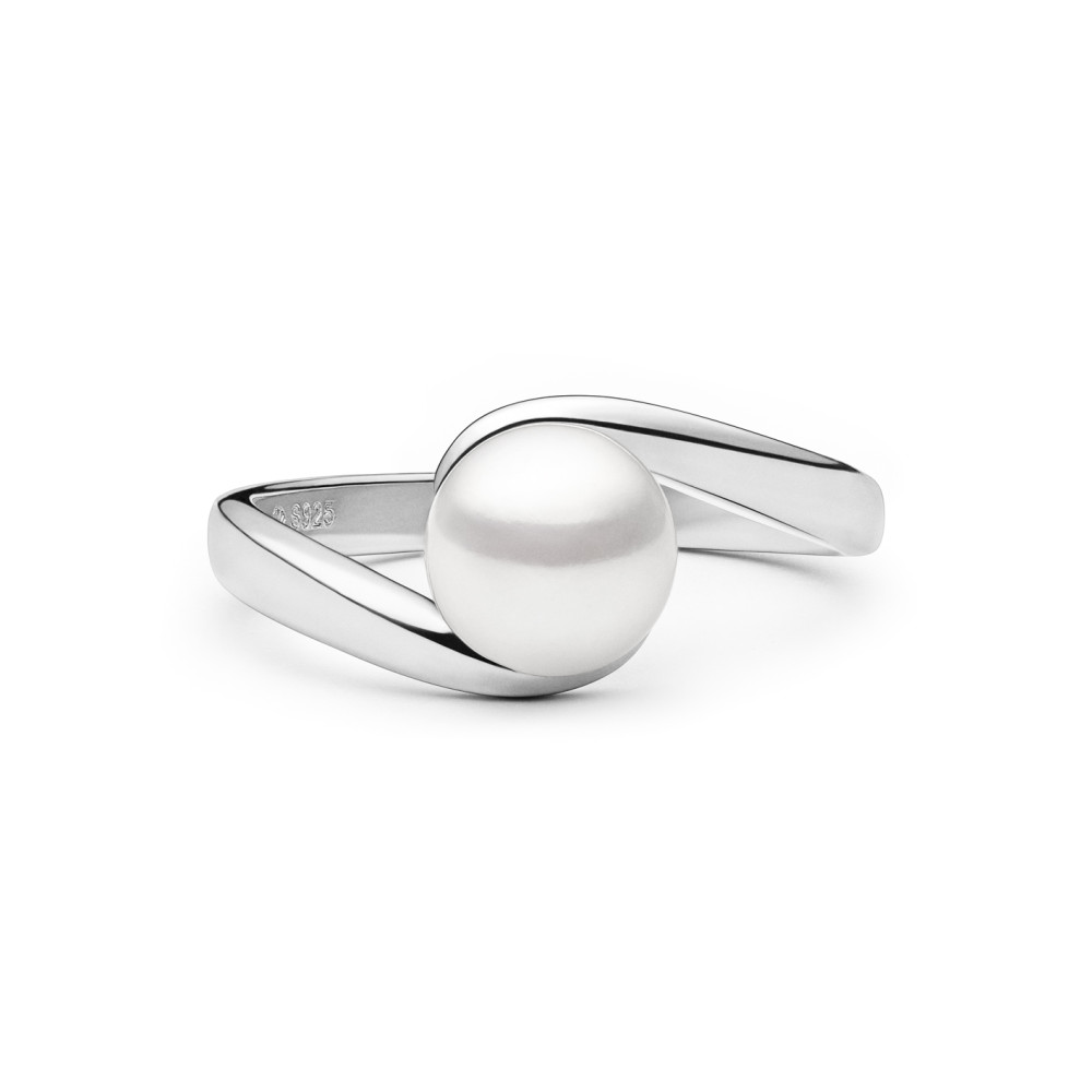Inel cu perla naturala alba din argint DiAmanti SK22382R_W-G - Diamanti.ro