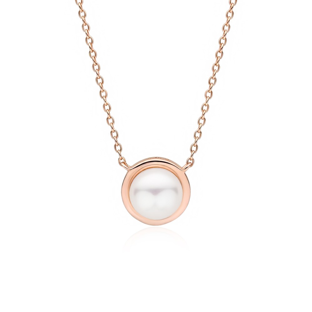 Colier argint placat cu aur roz cu perla naturala alba DiAmanti ...