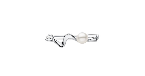 Brosa argint cu perla naturala alba DiAmanti SK22531BR_W-G - Diamanti.ro