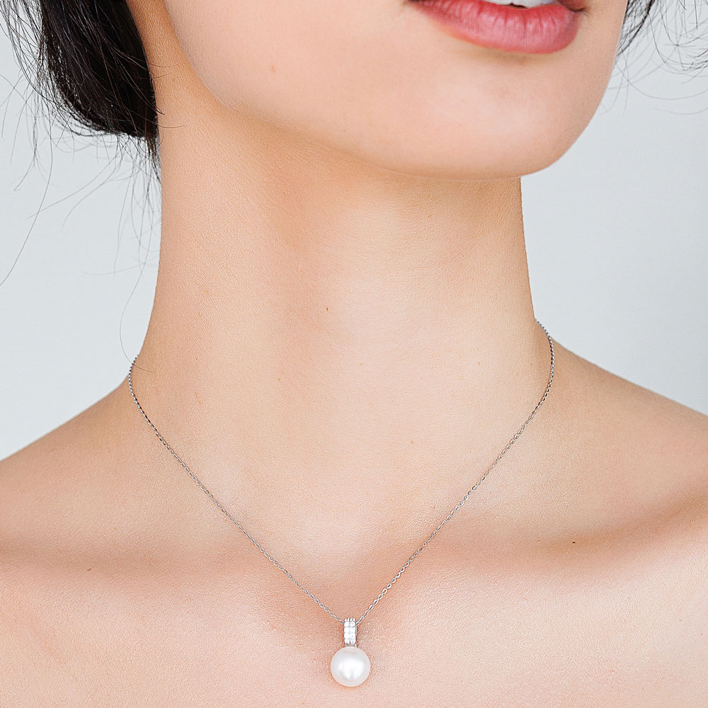 Pandantiv argint cu perla naturala alba si pietre DiAmanti SK23211P_W-G ...