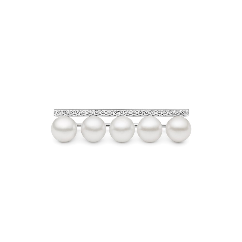 Brosa argint cu perle naturale albe si pietre DiAmanti SK23229BR_W-G ...