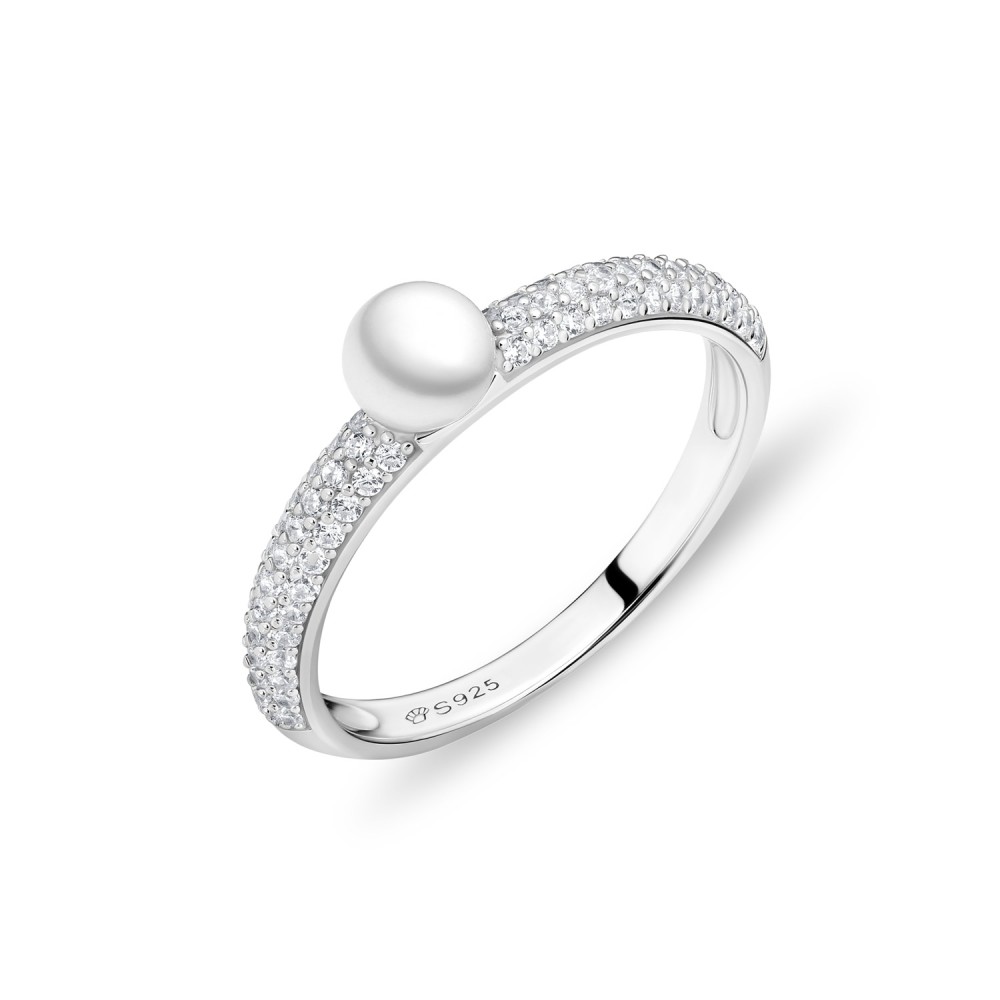 Inel cu perla naturala alba din argint si cristale DiAmanti SK24229R_W ...
