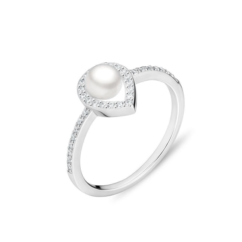 Inel argint cu perla naturala alba si pietre DiAmanti SK25216R_W-G ...