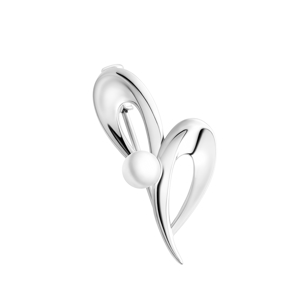 Brosa argint cu perla naturala alba DiAmanti SK25494BR_W-G - Diamanti.ro