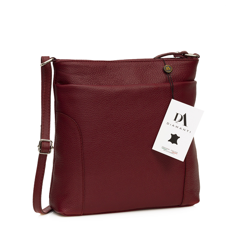 Geanta dama de umar din piele naturala DiAmanti Imperia Rosso Scuro ...