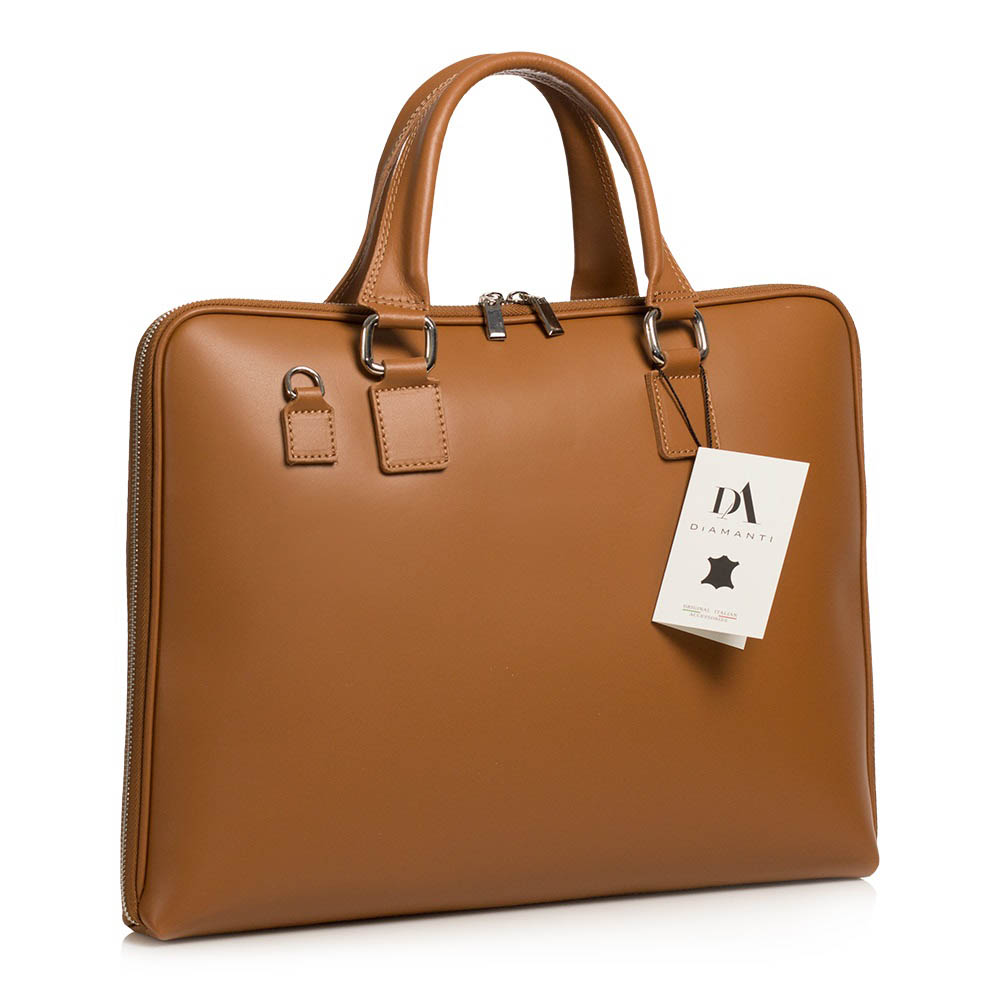 Geanta laptop 15.6 inch din piele naturala DiAmanti Rimini Cuoio ...