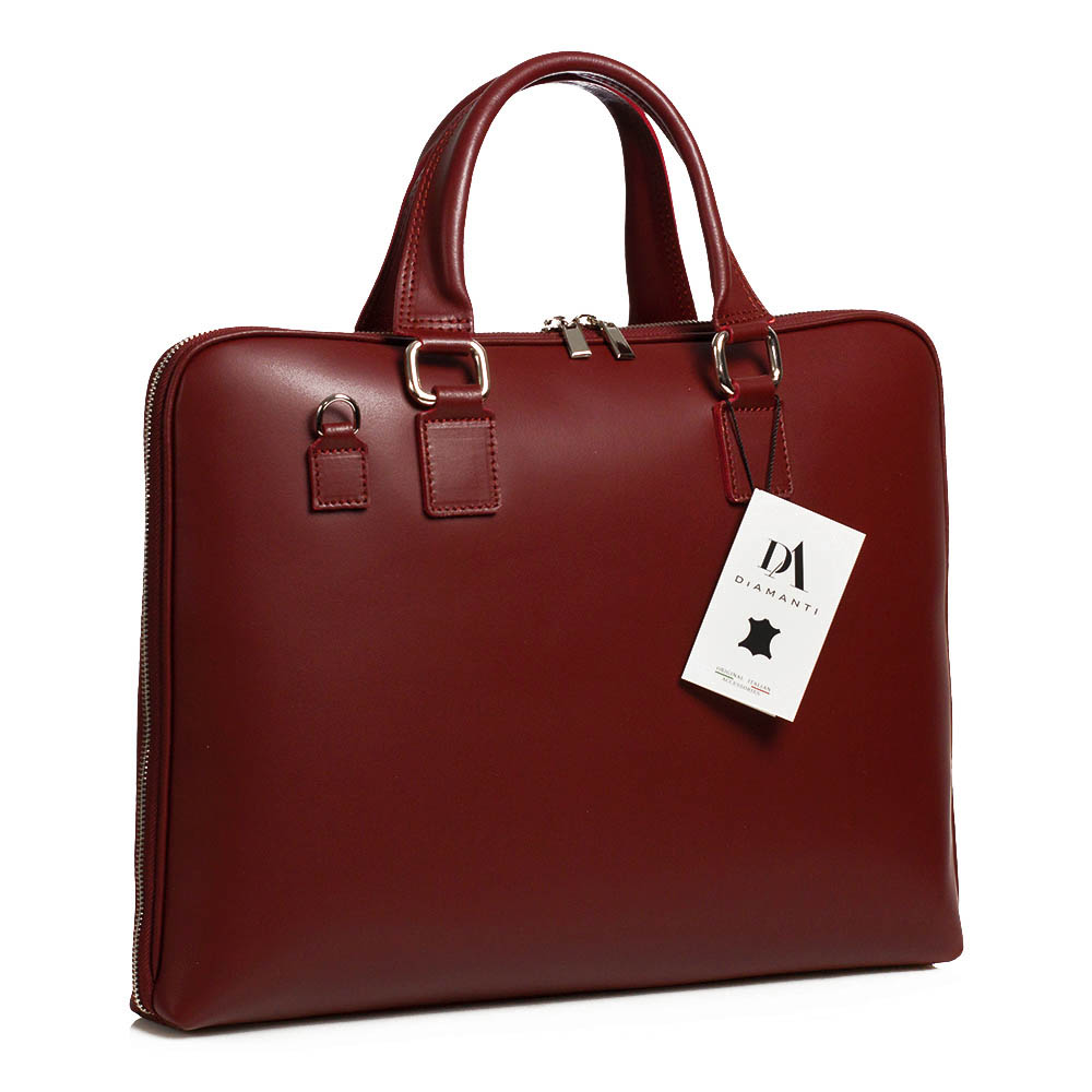 Geanta laptop 15.6 inch din piele naturala DiAmanti Rimini Rosso Scuro ...