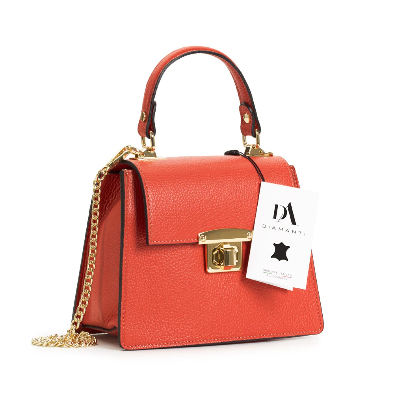 Geanta dama piele naturala DiAmanti Adeline Rosu Corai - Diamanti.ro