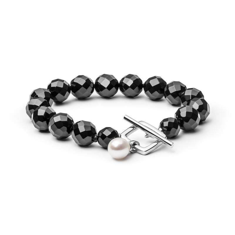 Bratara onix negru cu perla naturala si argint DiAmanti 194-71B-G ...