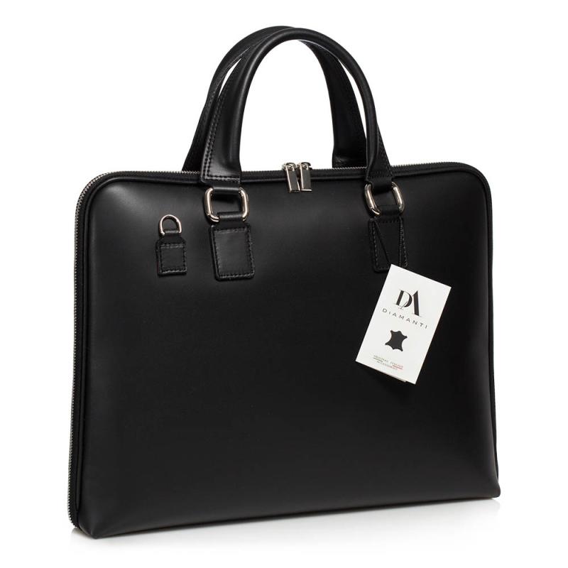 Geanta laptop 15.6 inch din piele naturala DiAmanti Rimini Nero ...